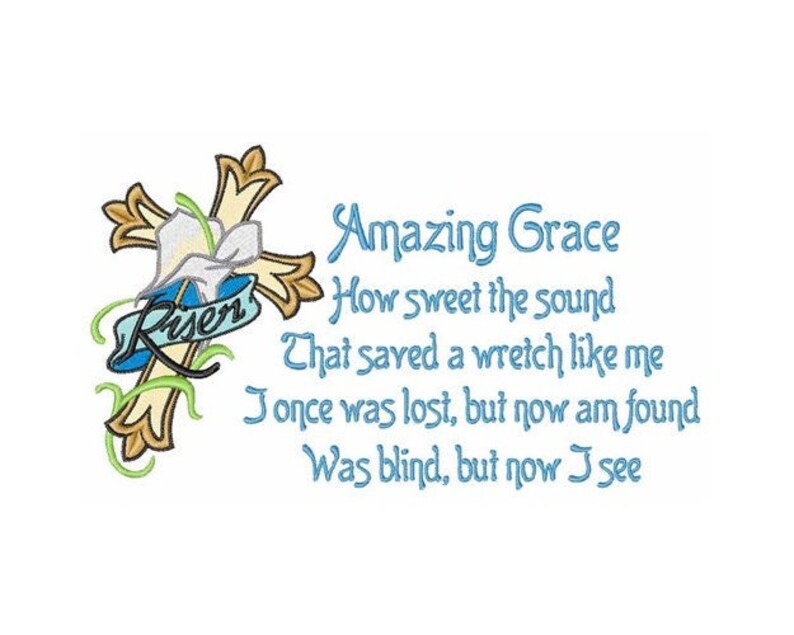 Amazing Grace - Machine Embroidery Design, He is Risen, Floral Cross ...