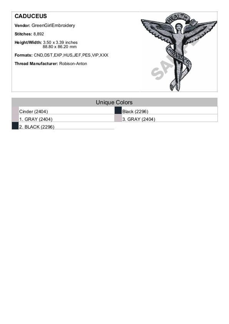 Caduceus Machine Embroidery Design - Etsy