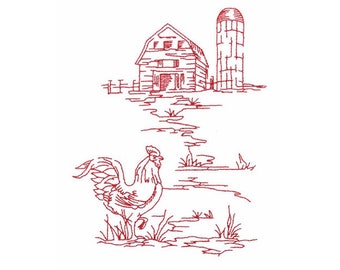 SALE Hand Embroidery Patterns Redwork Designs Nature Squares - Etsy Canada