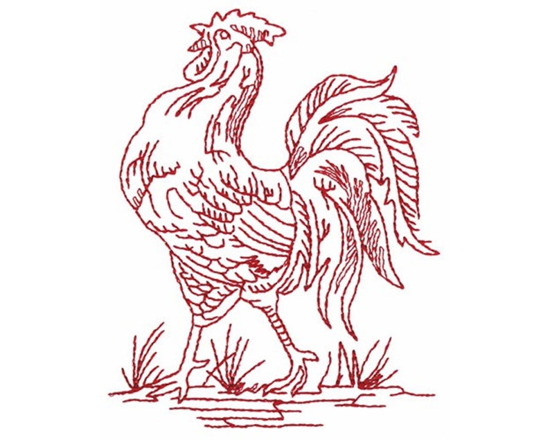 Rooster Machine Embroidery Design - Etsy