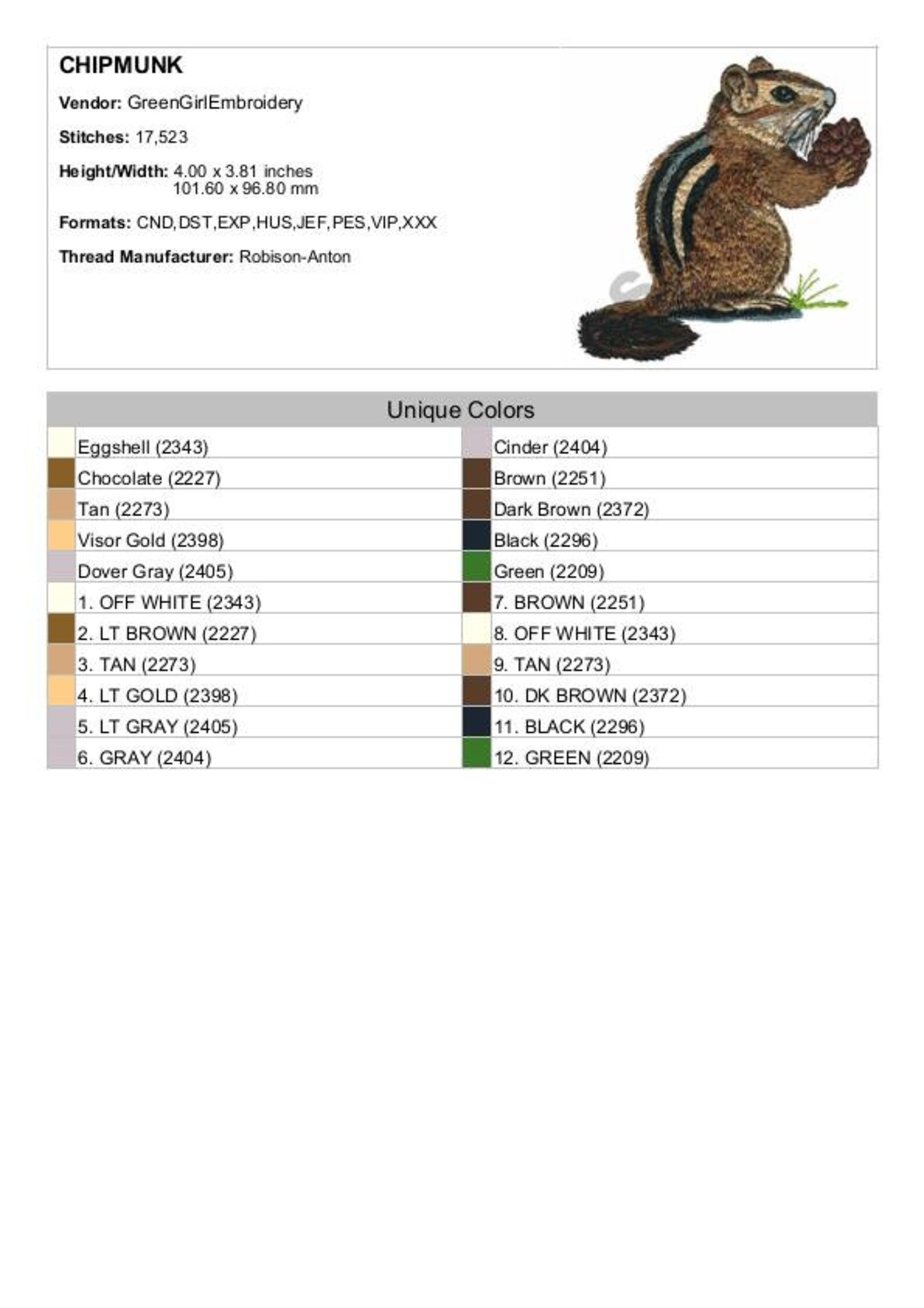 Chipmunk - Machine Embroidery Design - Etsy