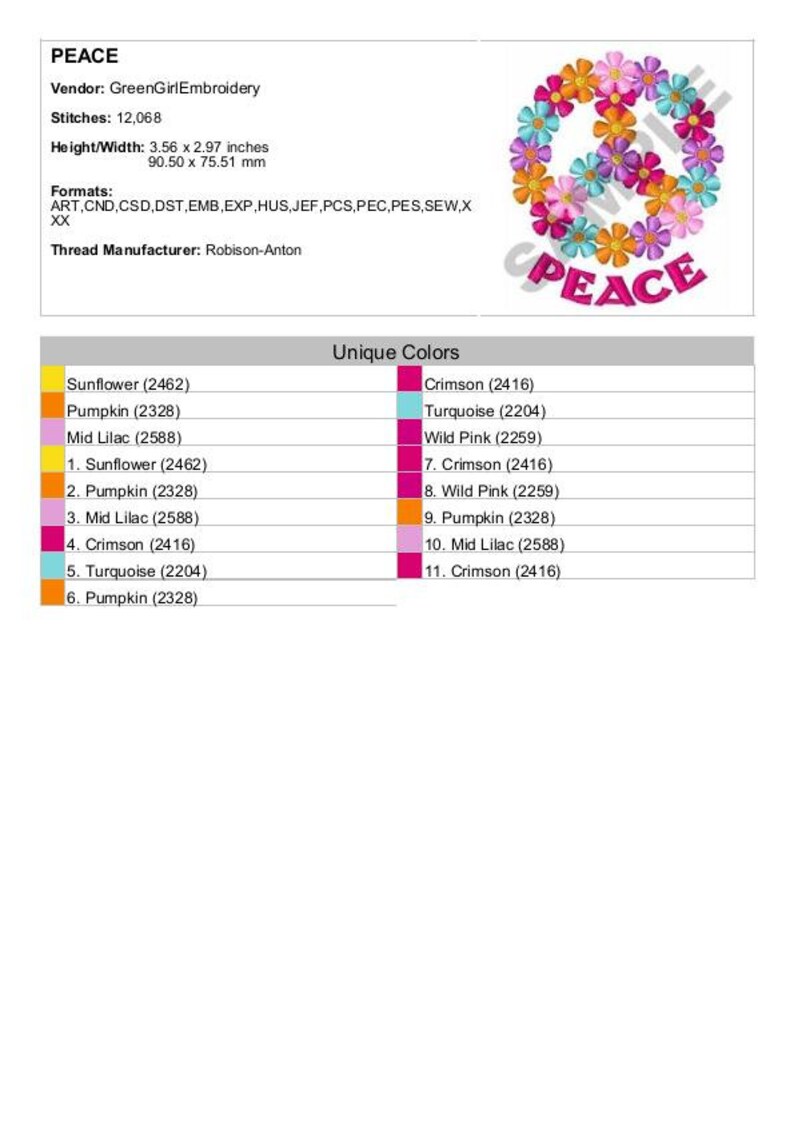 Peace Machine Embroidery Design - Etsy