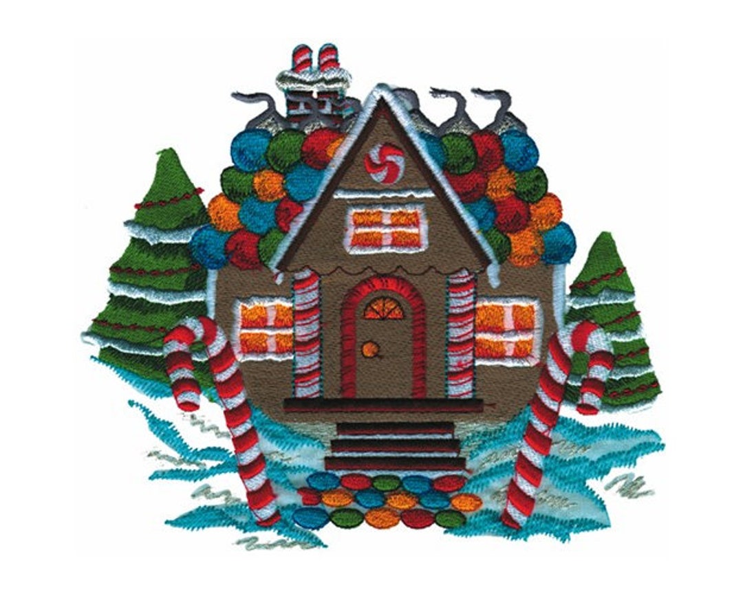 Gingerbread House Machine Embroidery Design - Etsy