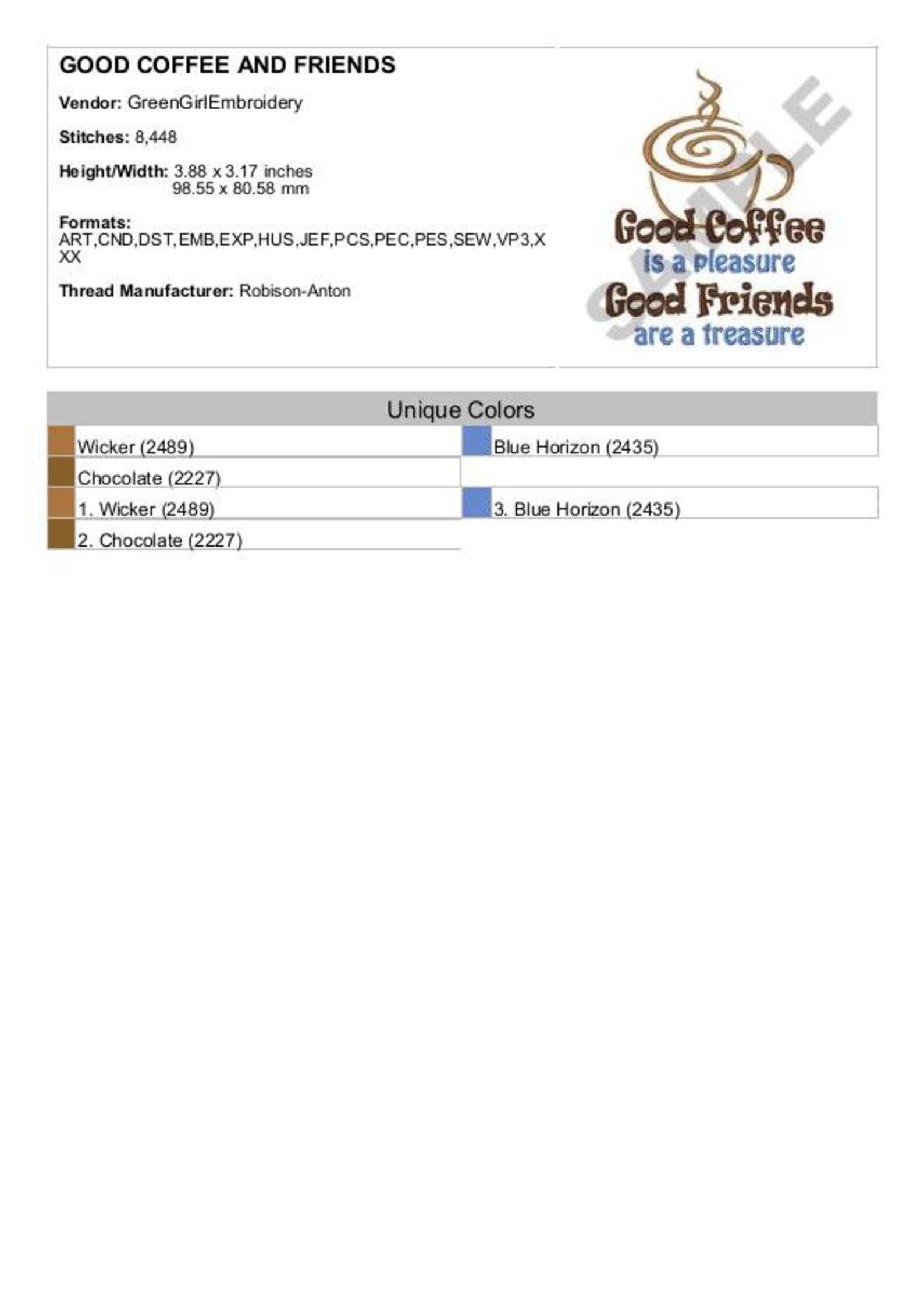 Good Coffee and Friends Machine Embroidery Design - Etsy