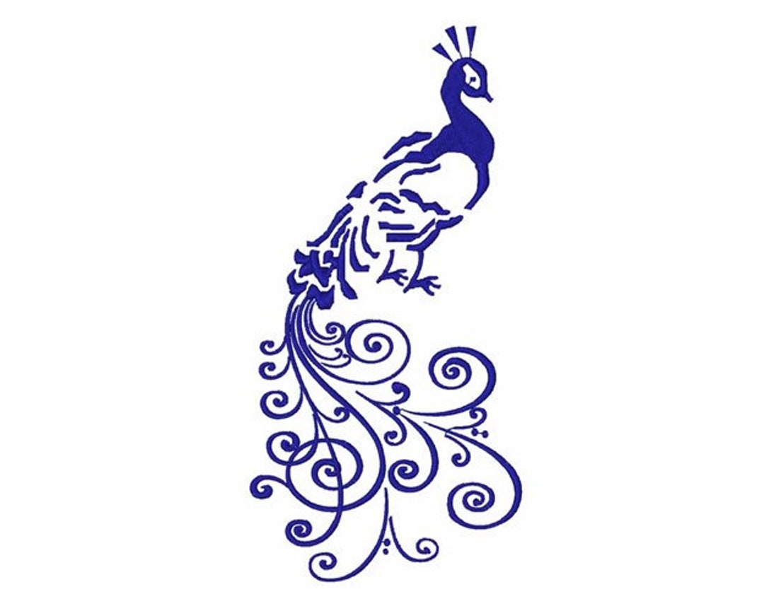 One Color Peacock Machine Embroidery Design - Etsy