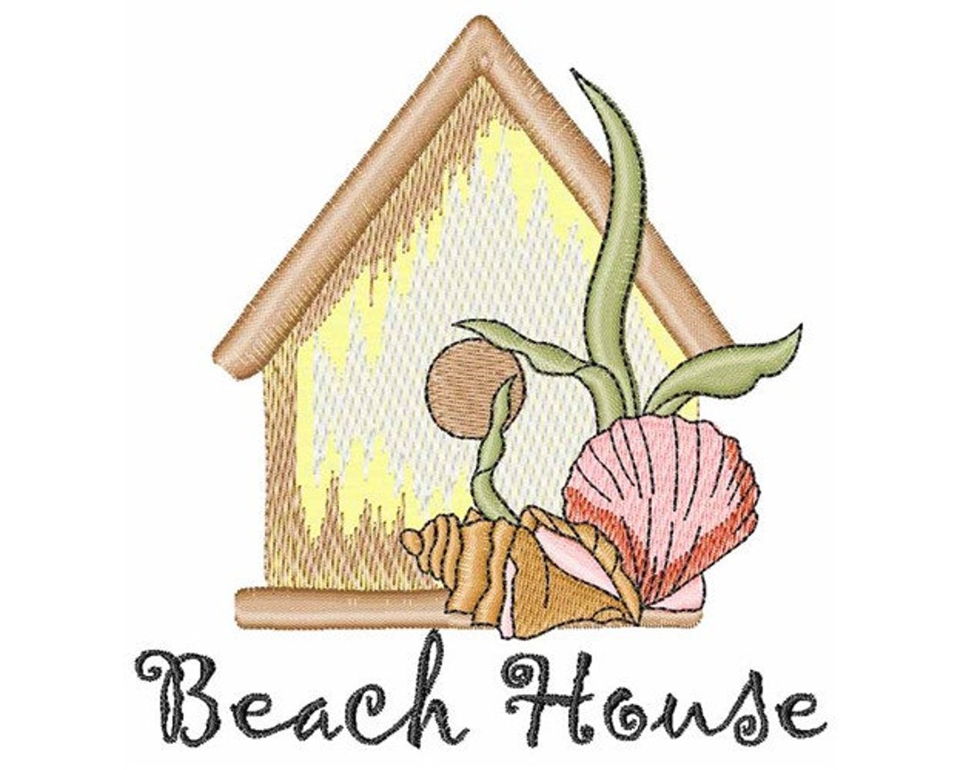 Beach House Machine Embroidery Design - Etsy