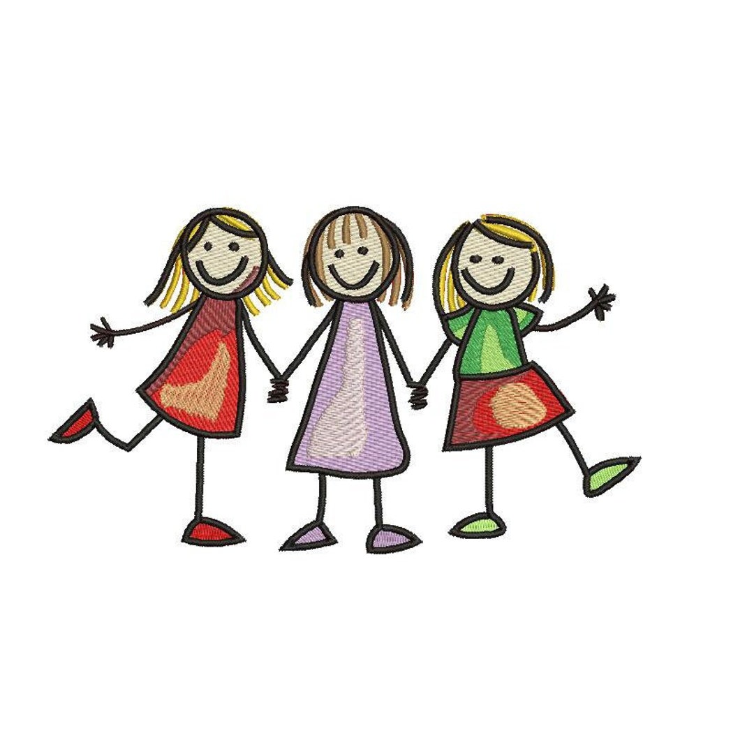 Large Stick Girls - Machine Embroidery Design - Etsy