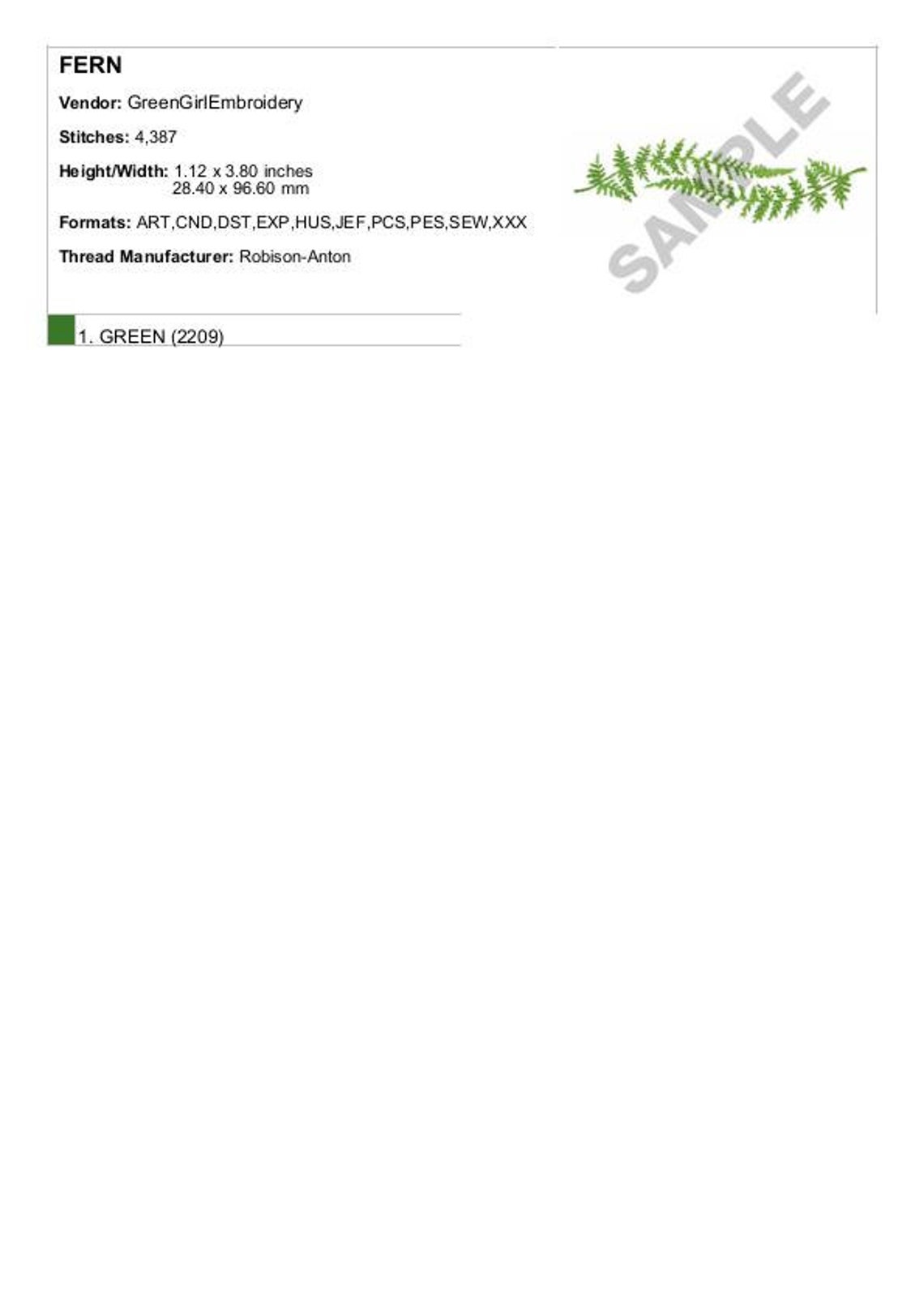 Fern Machine Embroidery Design - Etsy