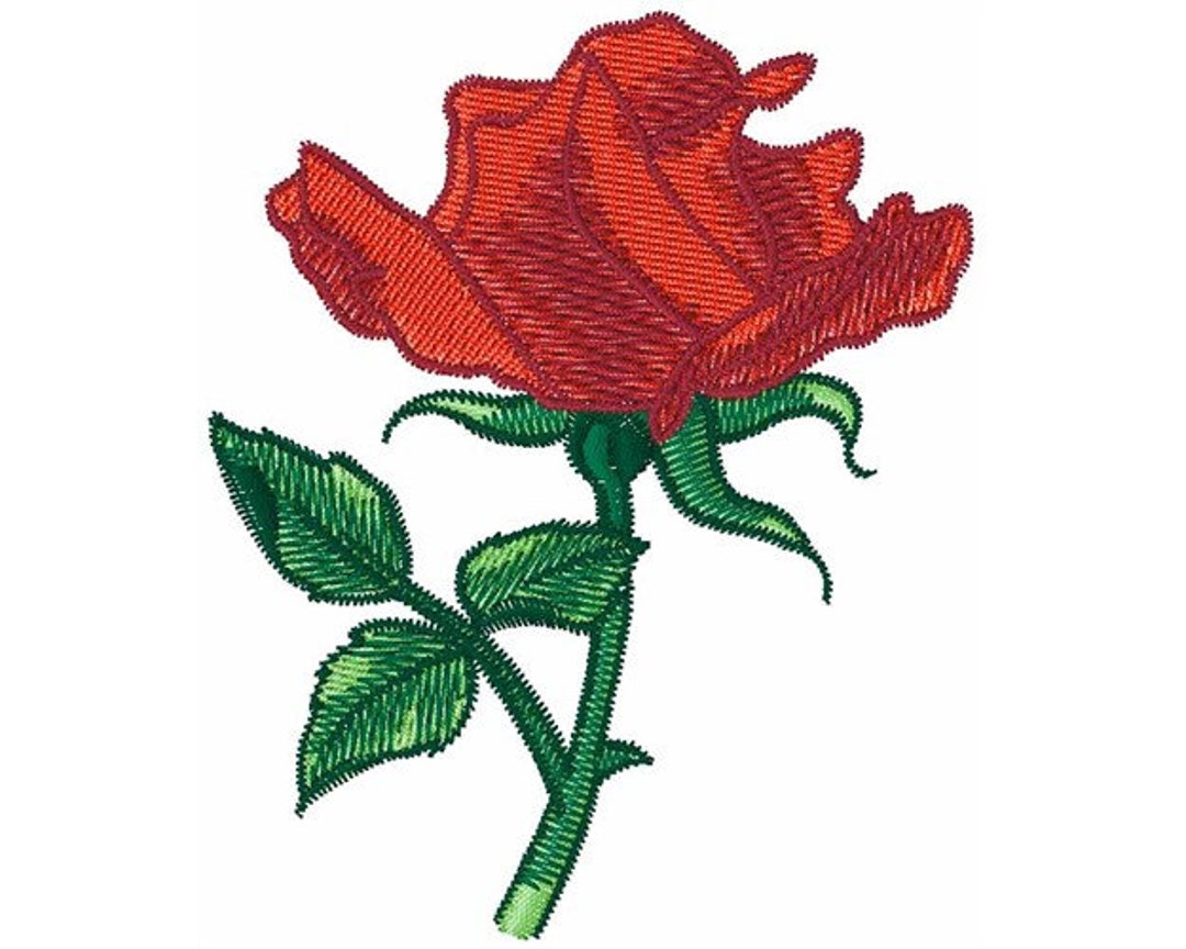 Red Rose Machine Embroidery Design - Etsy