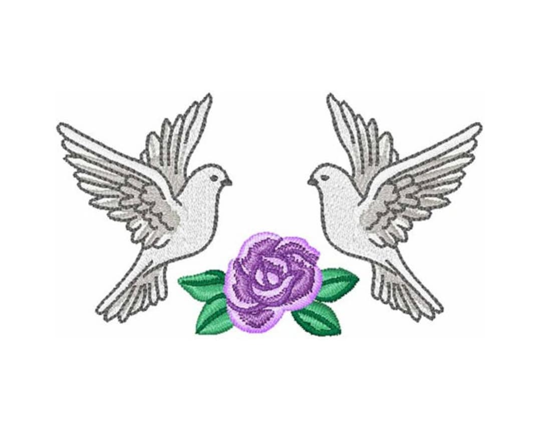Doves and Rose Machine Embroidery Design - Etsy