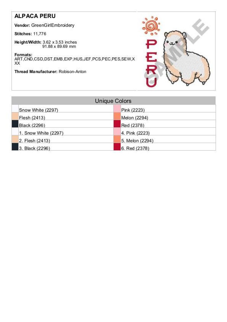Alpaca Peru Machine Embroidery Design - Etsy