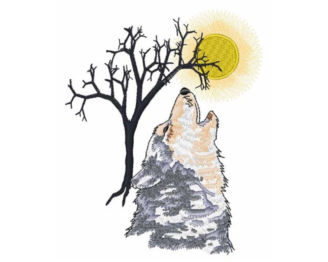 Howling Wolf Scene - Machine Embroidery Design - Etsy
