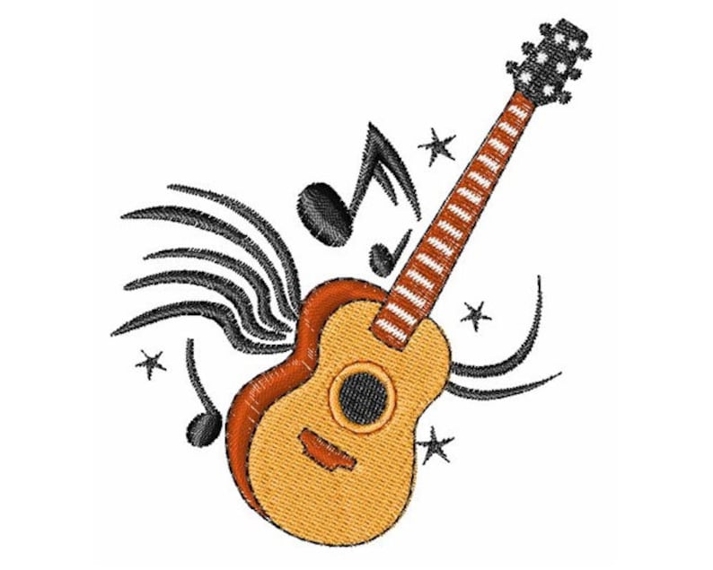 Acoustic Guitar Music - Machine Embroidery Design - Etsy