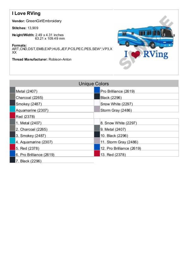 I Love Rving Machine Embroidery Design - Etsy