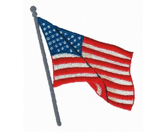 American Flag on Pole Machine Embroidery Design - Etsy