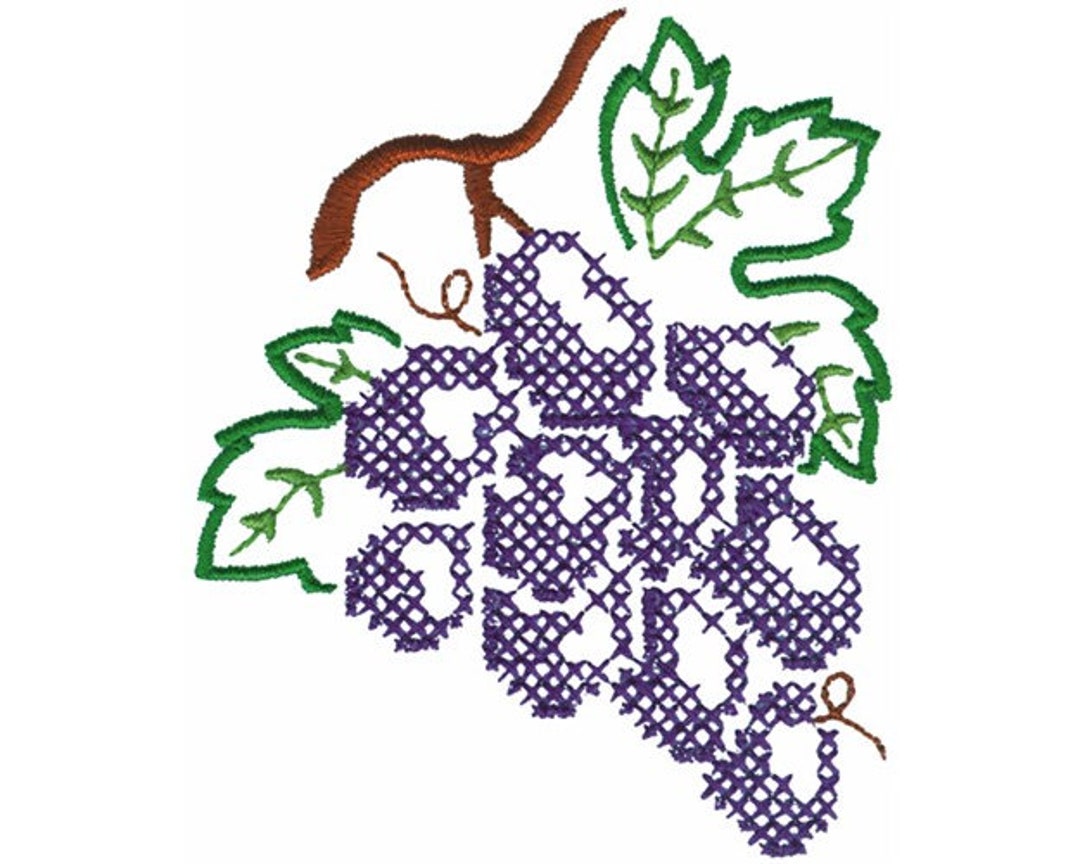 Cross Stitch Grapes - Machine Embroidery Design - Etsy