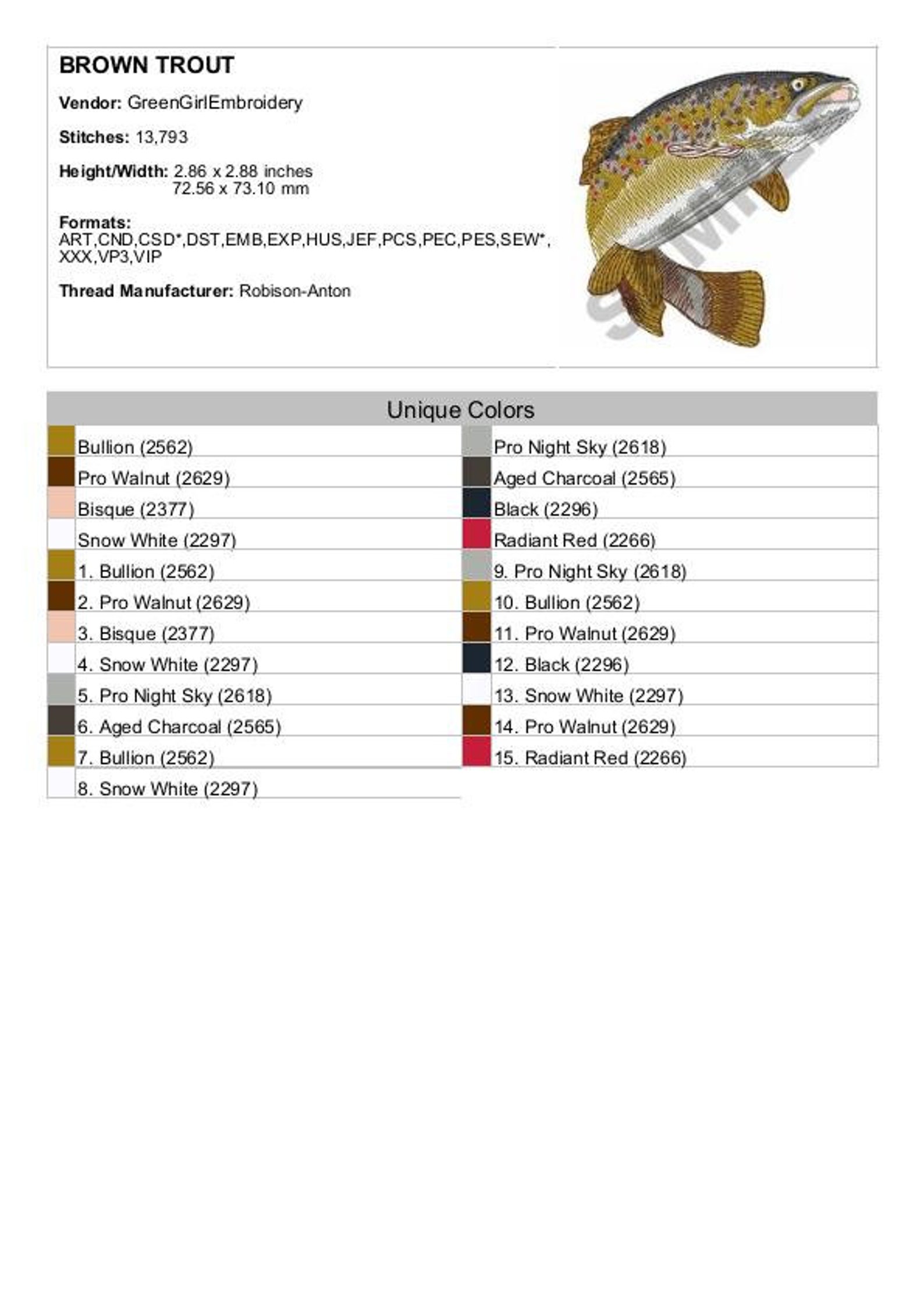 Brown Trout Machine Embroidery Design - Etsy