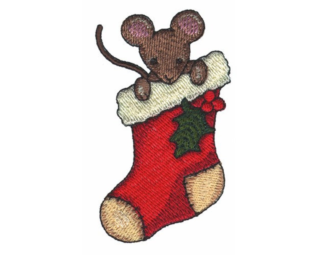 Mouse in Stocking - Machine Embroidery Design - Etsy
