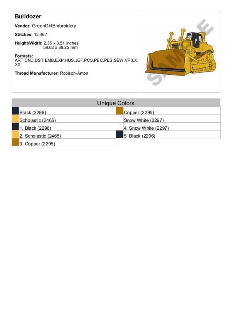 Bulldozer - Machine Embroidery Design - Etsy