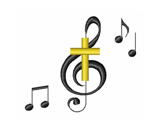 Treble Clef and Cross Machine Embroidery Design - Etsy