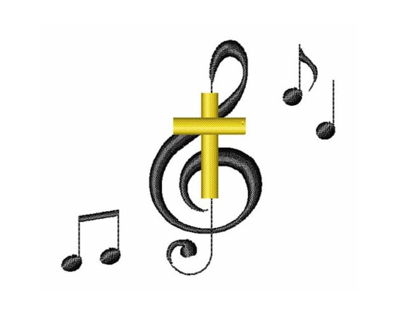 Treble Clef and Cross - Machine Embroidery Design - Etsy