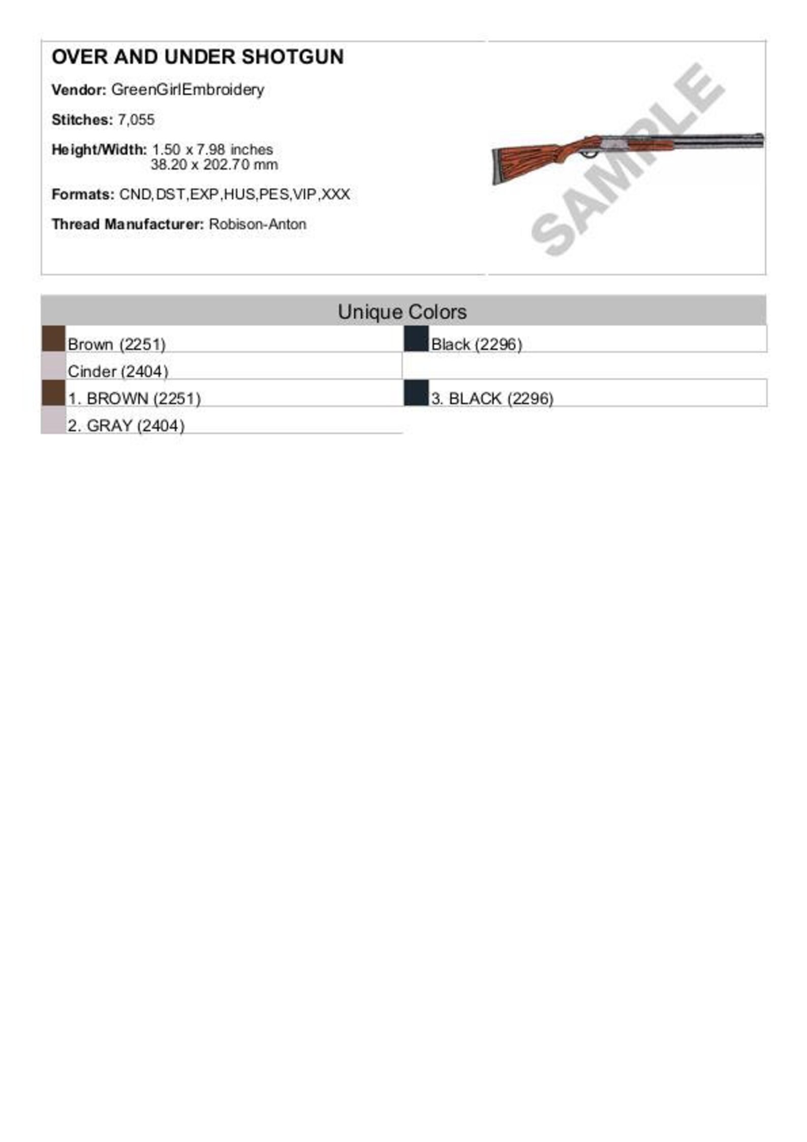 Over and Under Shotgun - Machine Embroidery Design - Etsy