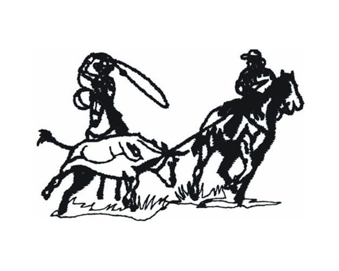 Team Roping Steer Machine Embroidery Design - Etsy