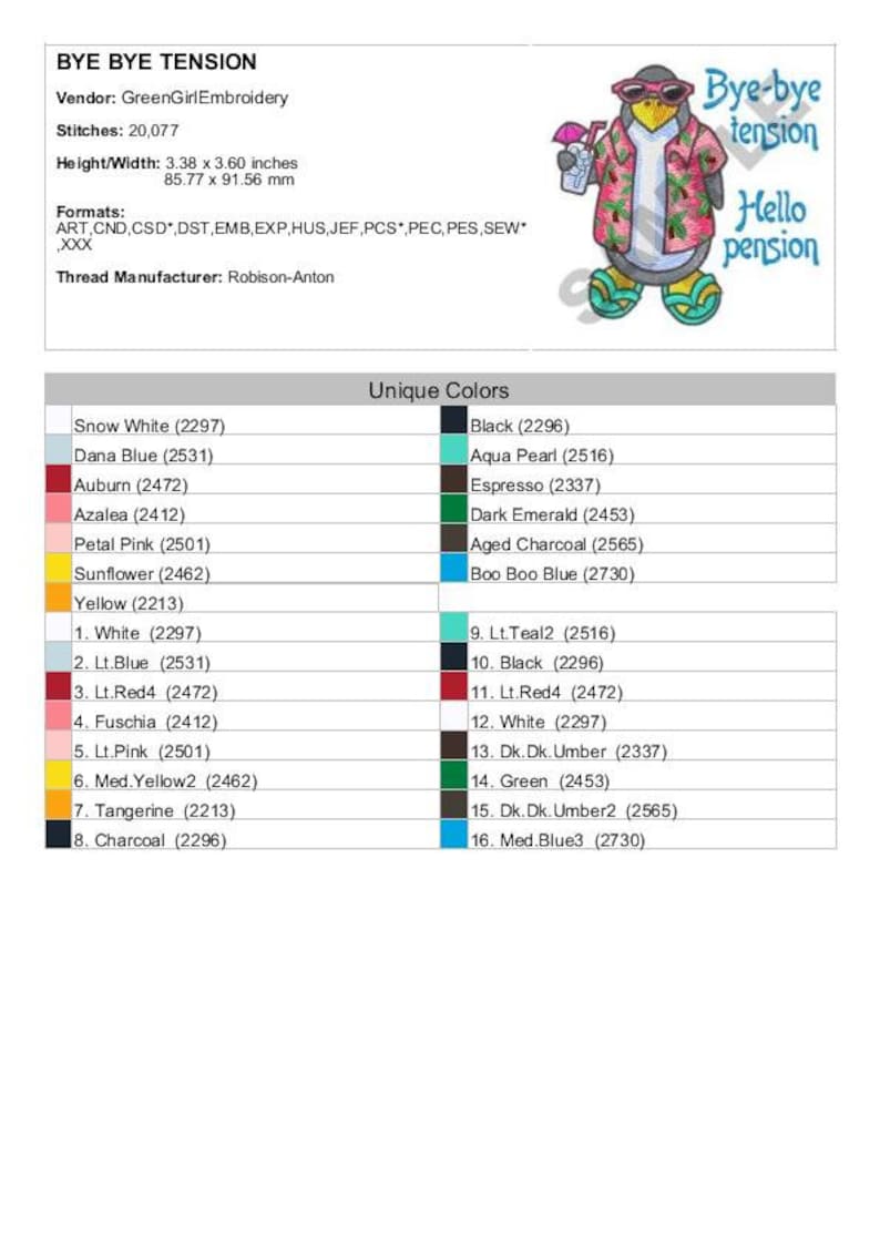 Bye Bye Tension - Machine Embroidery Design - Etsy