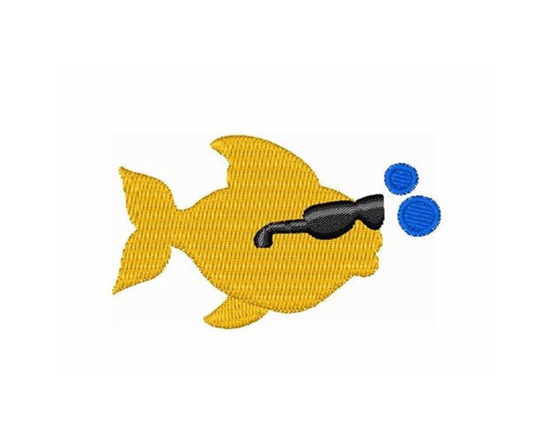 Cool Fish Mini Machine Embroidery Design - Etsy
