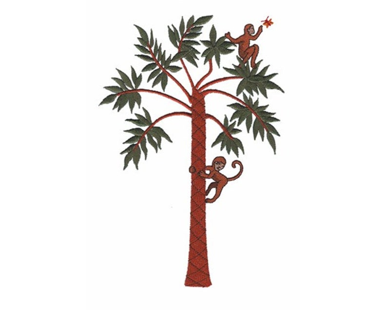 Monkeys in Palm Tree Machine Embroidery Design - Etsy