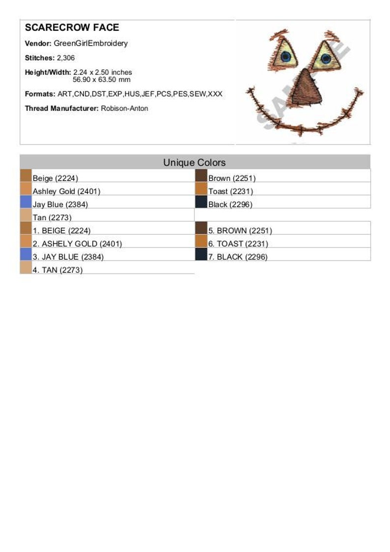 Scarecrow Face - Machine Embroidery Design - Etsy