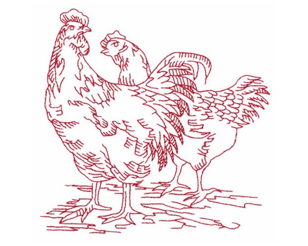 Rooster & Hen - Machine Embroidery Design - Etsy