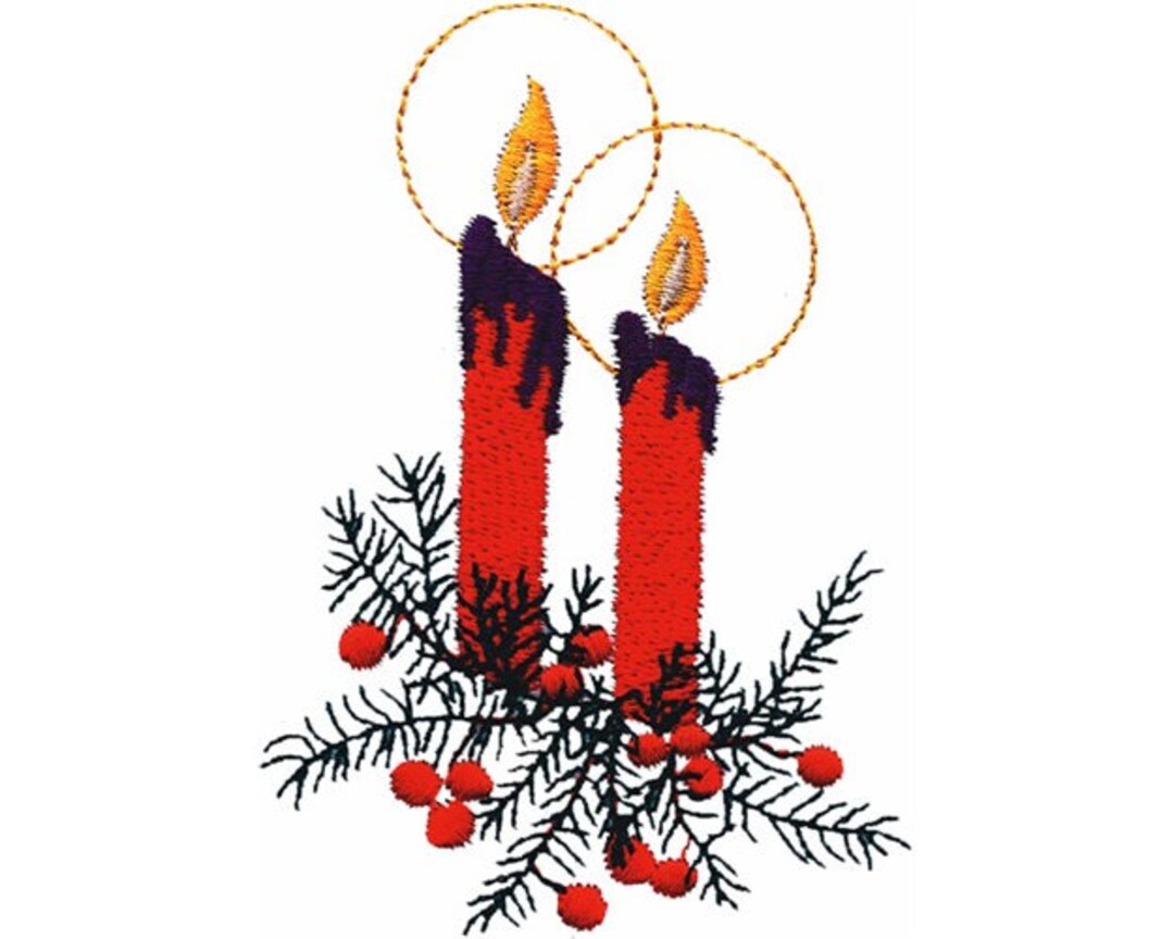 Christmas Candles Machine Embroidery Design - Etsy