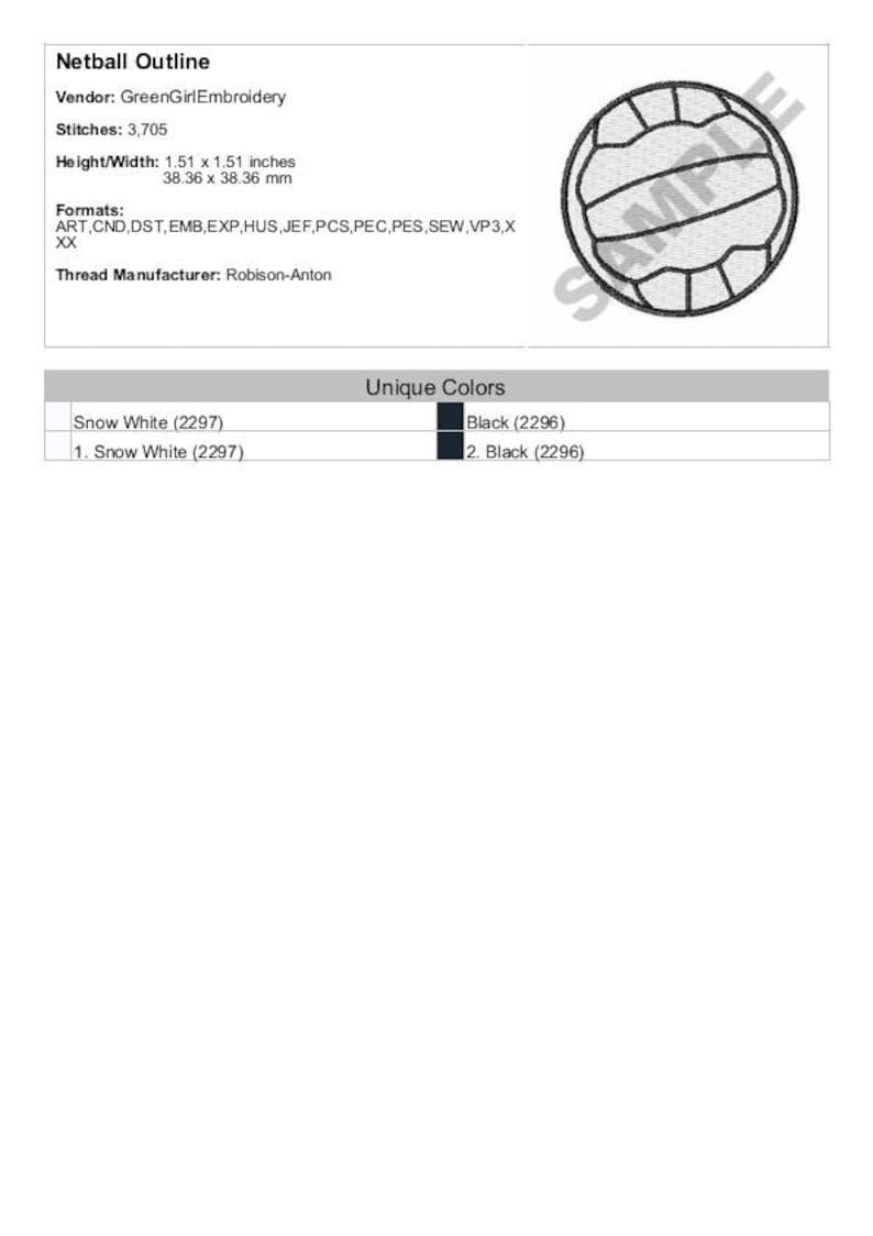 Netball Outline Machine Embroidery Design - Etsy
