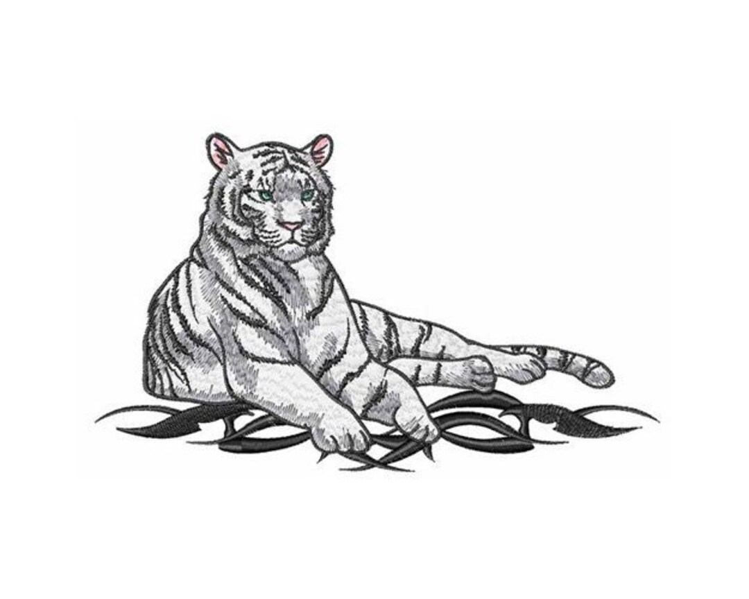 White Tiger Machine Embroidery Design - Etsy