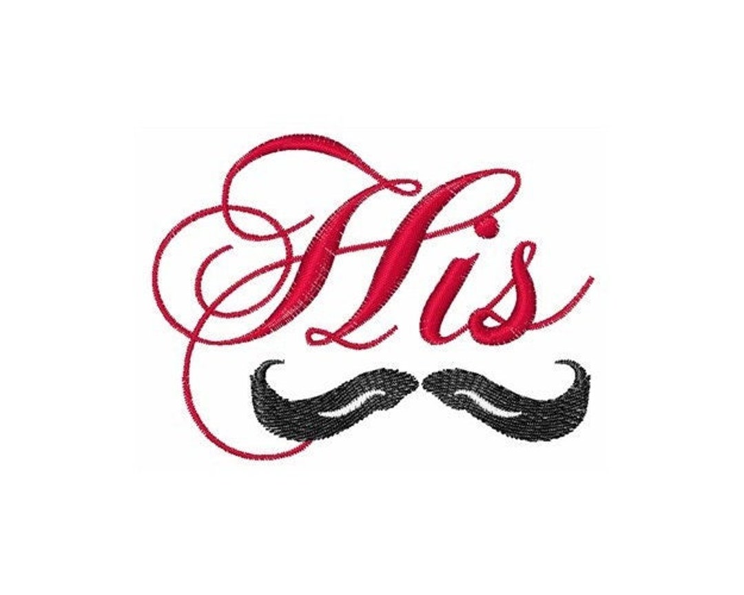 His Mustache Monogram - Machine Embroidery Design - Etsy