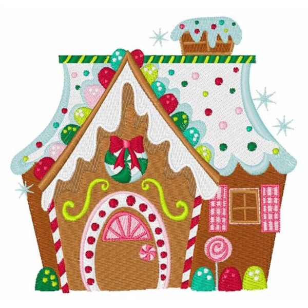 Gingerbread House Embroidery Design - Etsy
