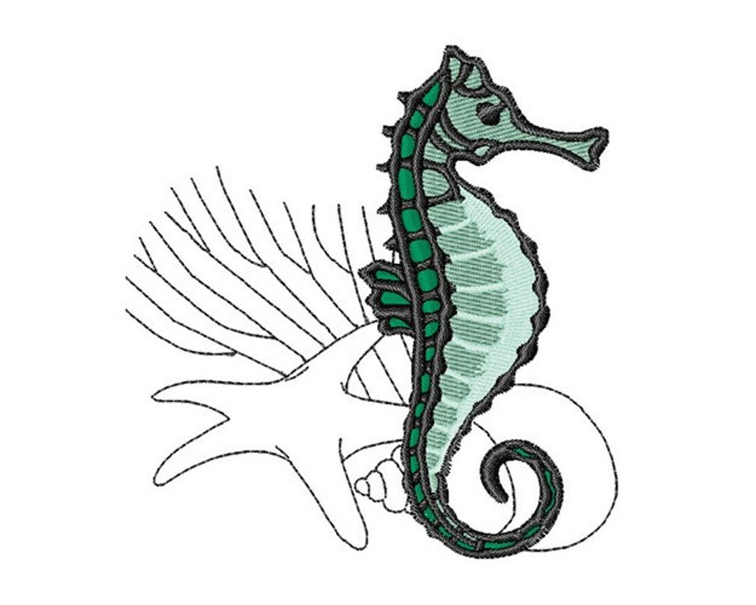 Nautical Seahorse - Machine Embroidery Design - Etsy