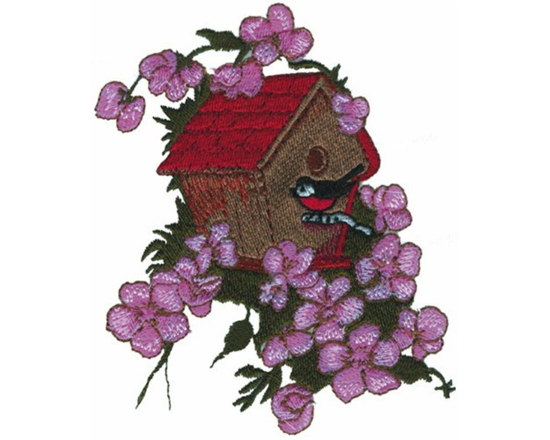 Bird With Birdhouse Machine Embroidery Design - Etsy