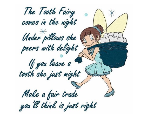 Tooth Fairy Poem Machine Embroidery Design - Etsy