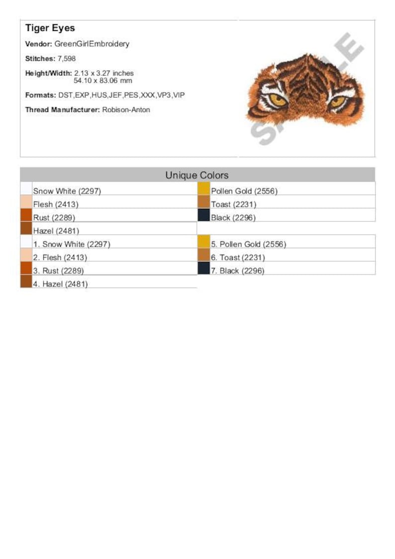 Tiger Eyes Machine Embroidery Design - Etsy