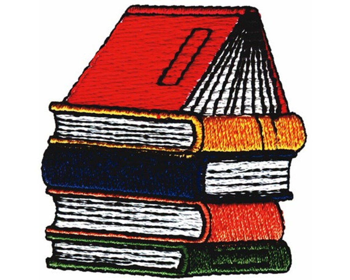 Stack of Books Machine Embroidery Design - Etsy