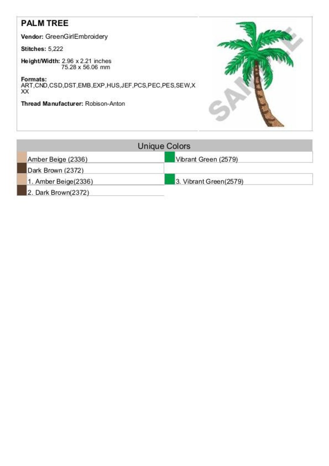 Palm Tree Machine Embroidery Design - Etsy