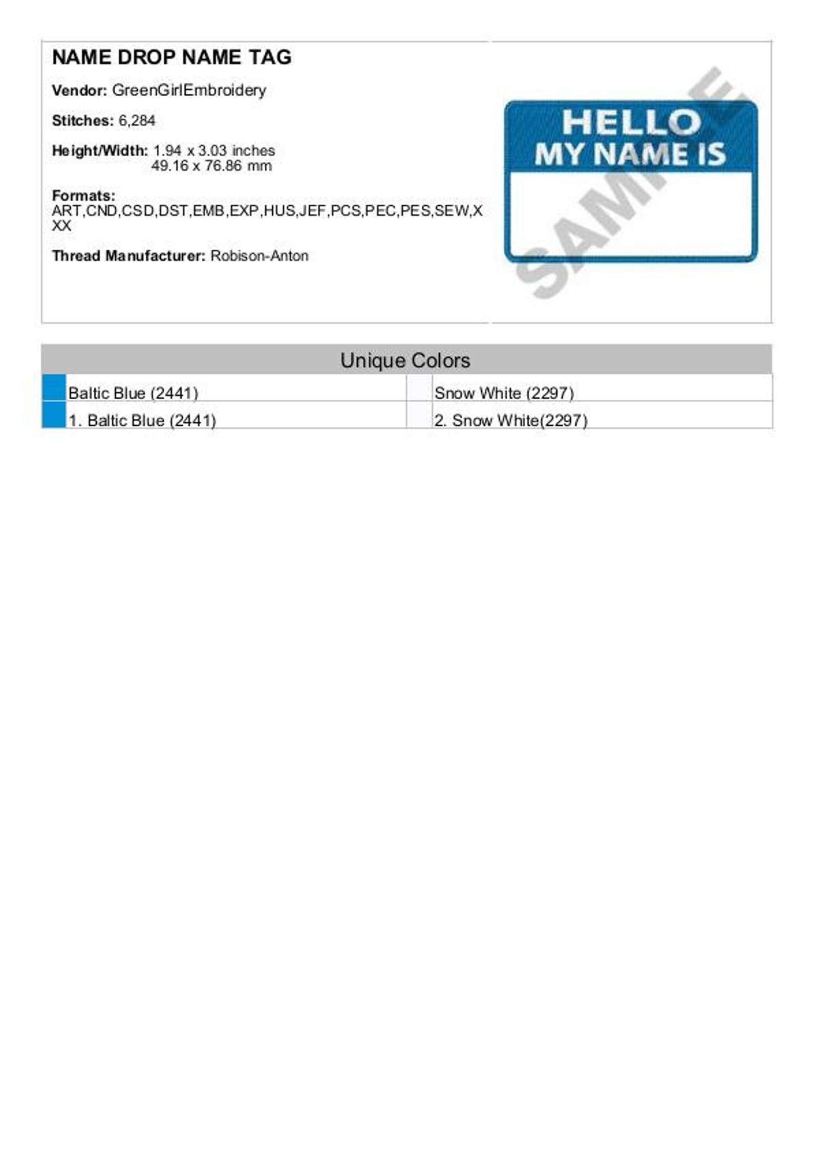 Name Drop Name Tag - Machine Embroidery Design - Etsy