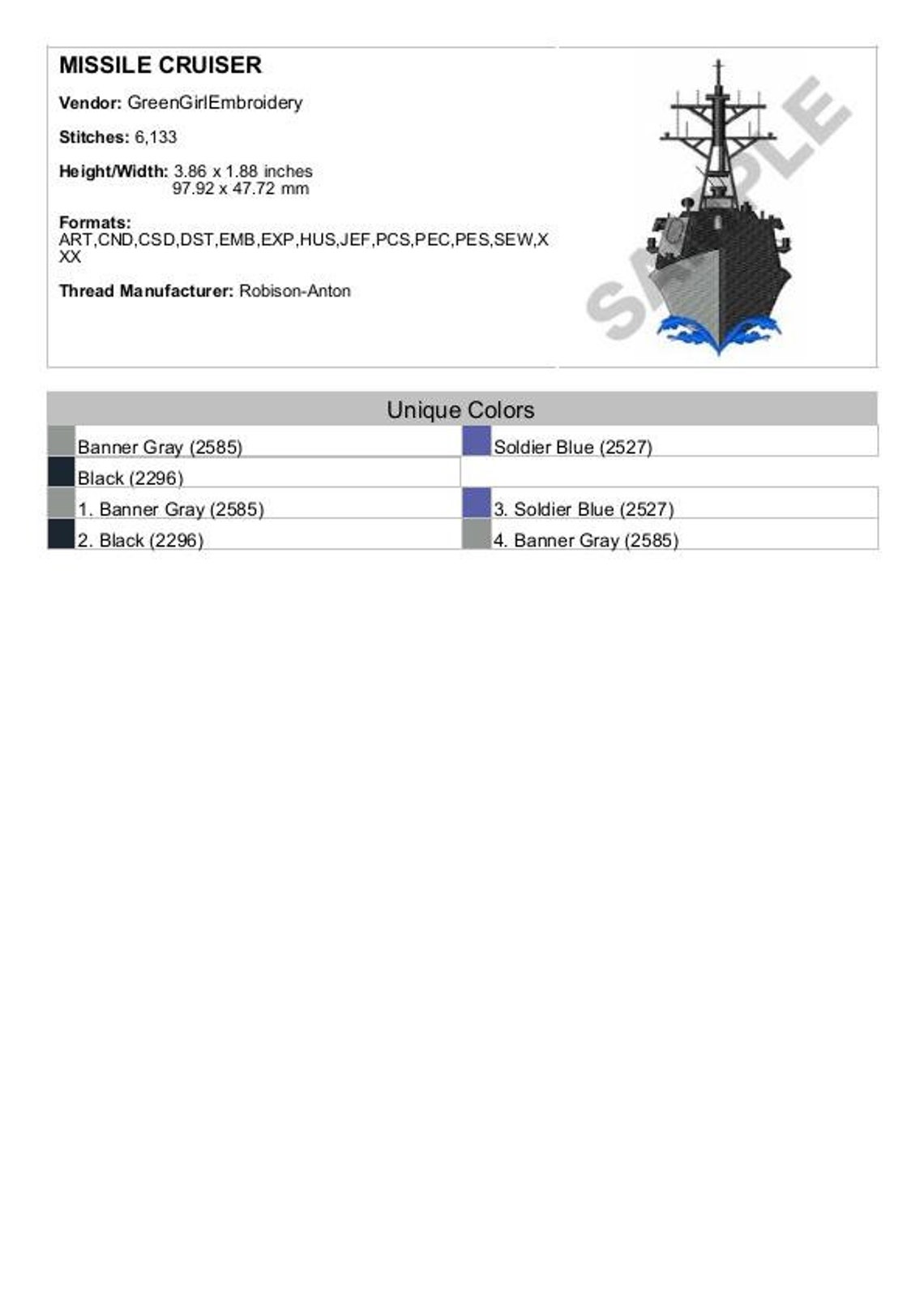 Missile Cruiser Machine Embroidery Design - Etsy