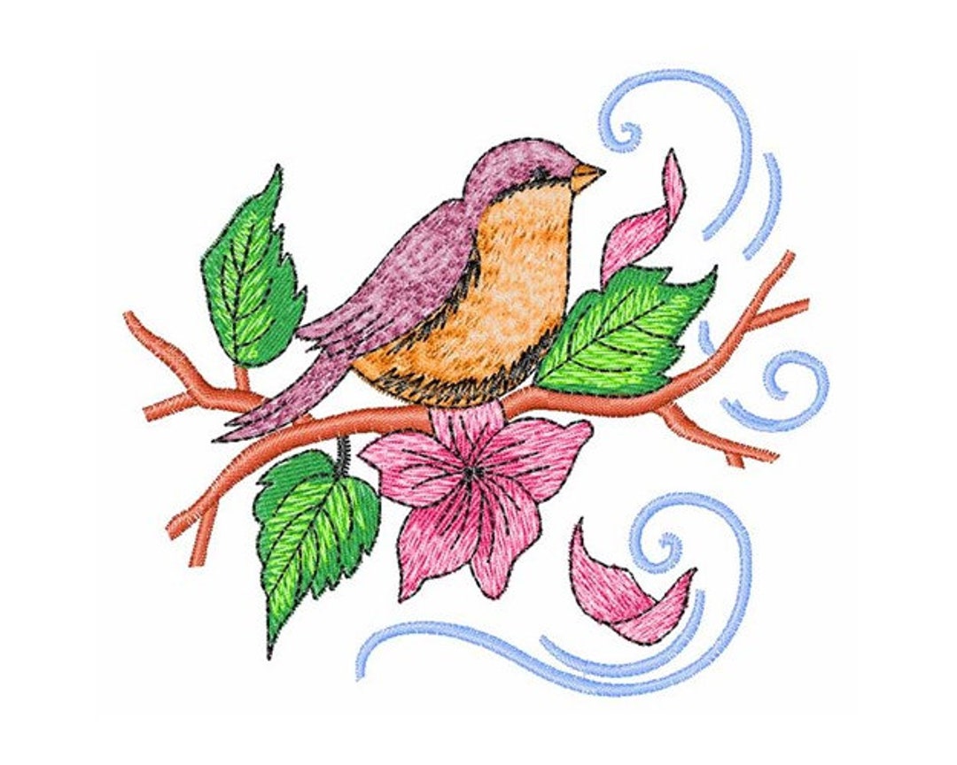 Robin on Branch - Machine Embroidery Design - Etsy