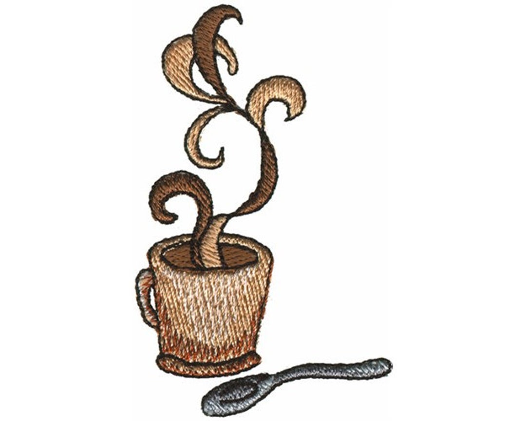 Coffee Cup Machine Embroidery Design - Etsy