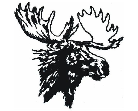 1 Color Moose Machine Embroidery Design - Etsy