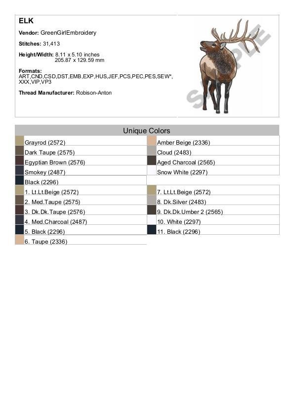Elk - Machine Embroidery Design - Etsy