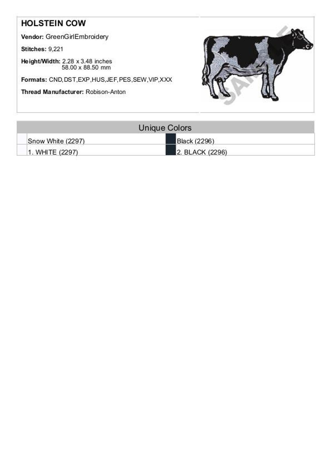 Holstein Cow - Machine Embroidery Design - Etsy